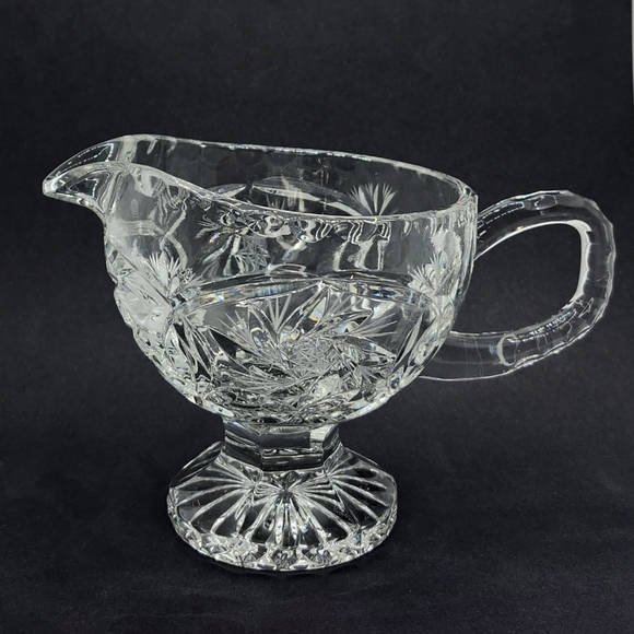 Dining | Vintage Heavy Thick Cut Crystal Glass Footed Gravy Boat Sauce ...